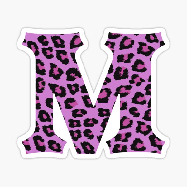 "Purple Letter M Leopard Cheetah Monogram Initial" Sticker by ...