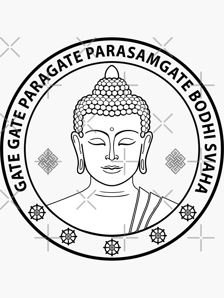 "Buddha Heart Sutra Gate Gate Paragate Parasamgate Bodhi Svaha" Sticker ...