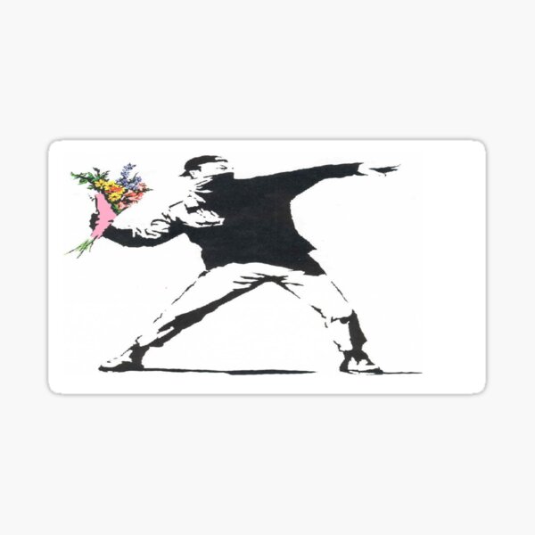 "Banksy The Pink Flower Thrower" Sticker for Sale by juneggg | Redbubble