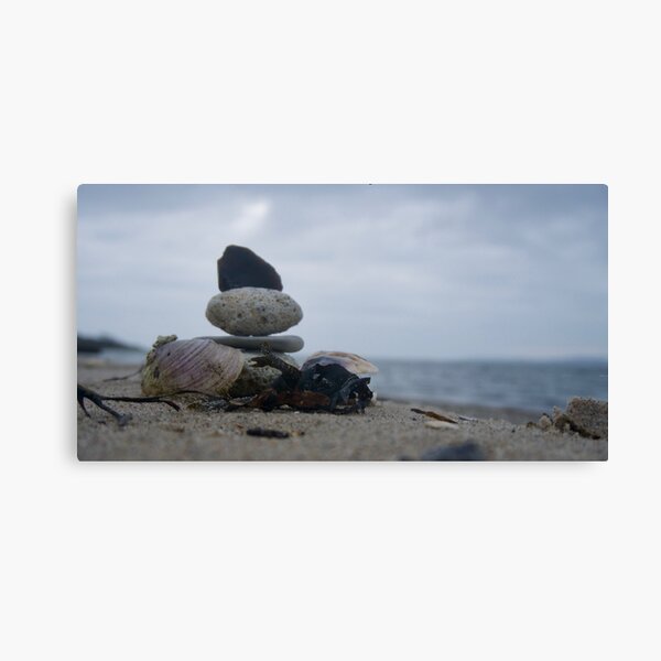 "Closeup stone stacking on the beach" Canvas Print by beachbyehlers ...
