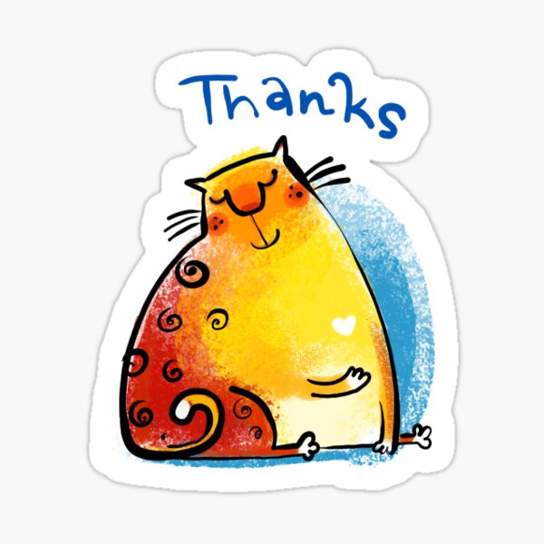 "Thank you cat sticker gift idea " Sticker for Sale by BRtisticDesigns ...