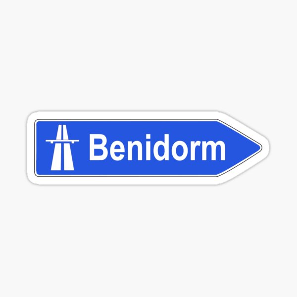 "Benidorm Spain motorway sign" Sticker for Sale by qlobba | Redbubble