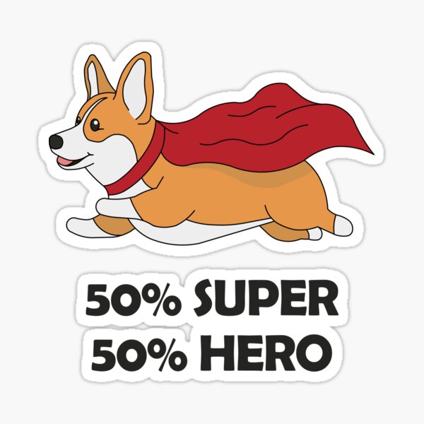"Super hero corgi with red cape" Sticker for Sale by Quaternar | Redbubble