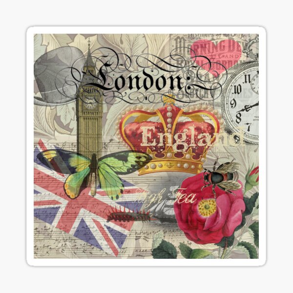 "Travel London England Vintage British Gift Europe " Sticker for Sale ...