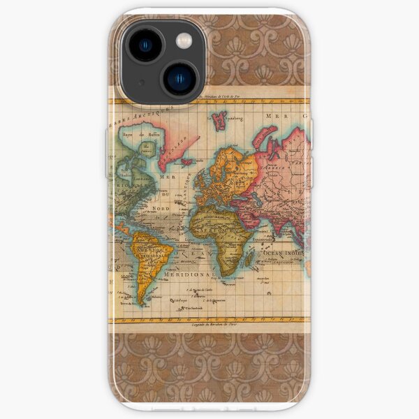 "World Map 1700s Antique Vintage Hemisphere Continents Geography ...