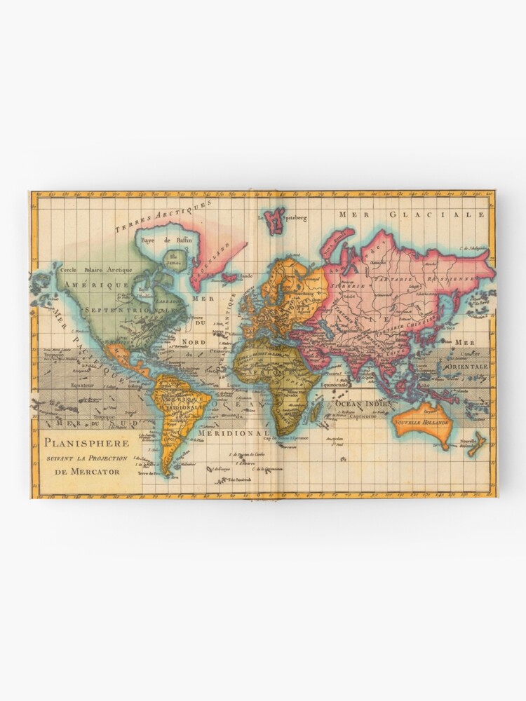 "World Map 1700s Antique Vintage Hemisphere Continents Geography ...