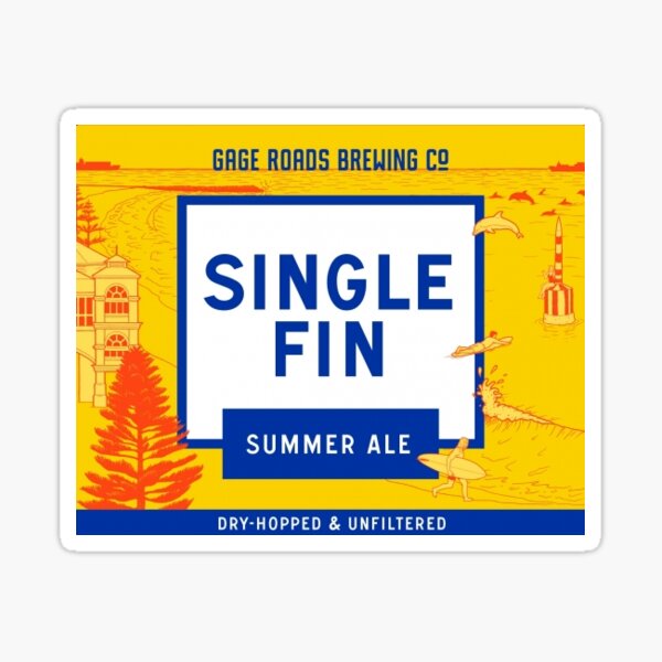 "Singe Fin Beer" Sticker for Sale by JamesRedBubl | Redbubble
