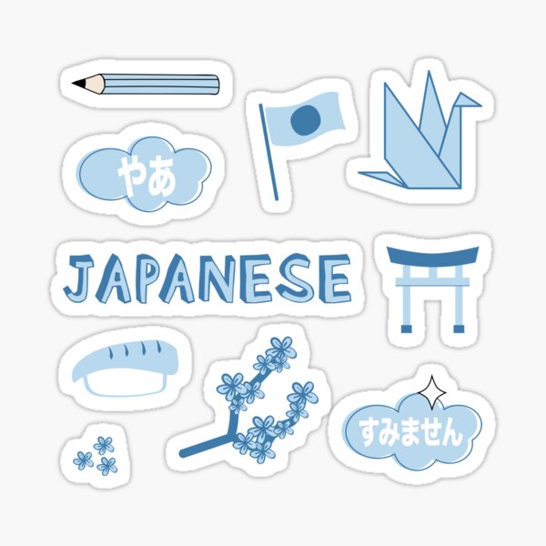 "Light Blue Japanese Subject Pack" Sticker for Sale by The-Goods ...