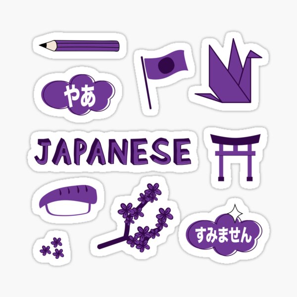 "Purple Japanese Subject Pack" Sticker for Sale by The-Goods | Redbubble