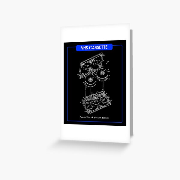 "VHS Cassette Blueprint Diagram - Cool Classic Tech" Greeting Card by ...