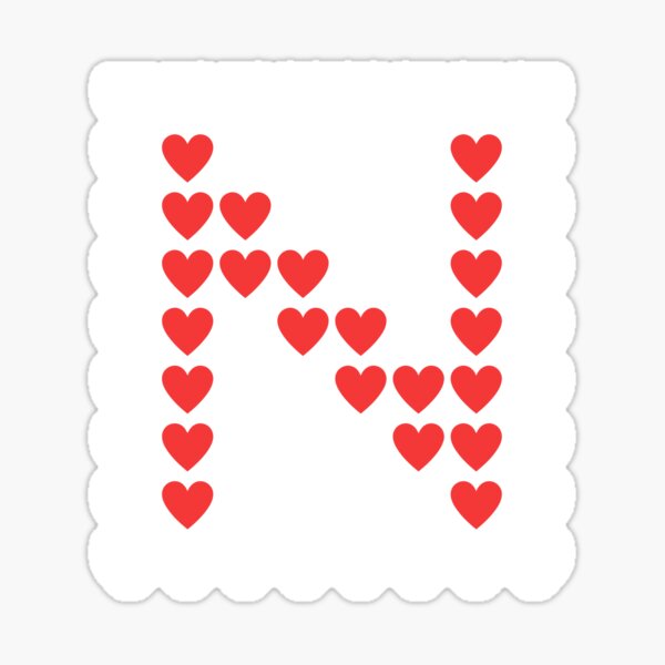 Pegatina «letra N con corazones, tu letra favorita para San Valentín ...