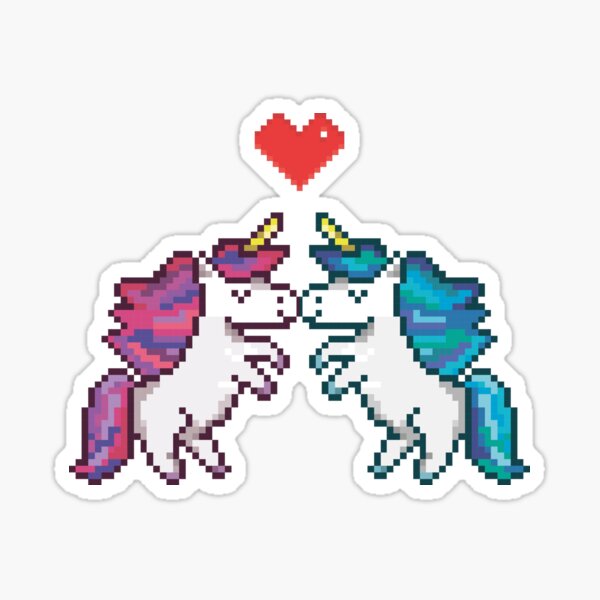 "Unicorn love bitmap" Sticker for Sale by dirimir | Redbubble
