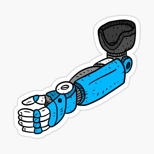 "robot prosthetic arm. robotic hand. " Sticker by jjartanddrawing ...