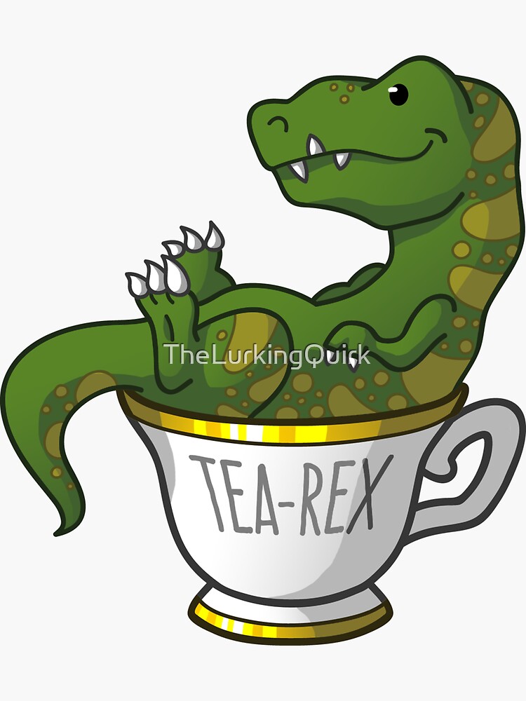 "Cute Tea-Rex" Sticker by TheLurkingQuirk | Redbubble