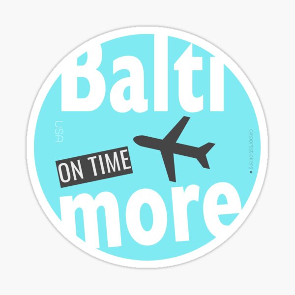 "Airport code/style Baltimore" Sticker for Sale by Aviators | Redbubble
