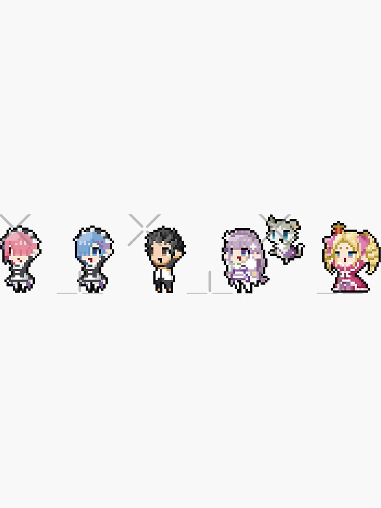 "Re.Zero Pixel Isekai Quartet" Sticker for Sale by Becca3D | Redbubble