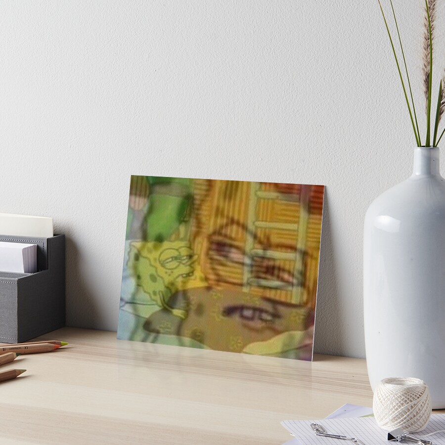 "Spongebob Suspicious Reaction Meme" Art Board Print for Sale by ...