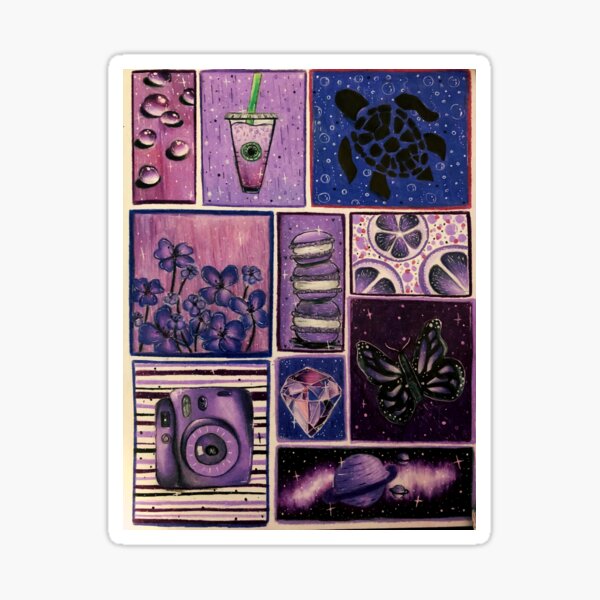 "Hand drawn Aesthetic Purple Collage " Sticker for Sale by ...