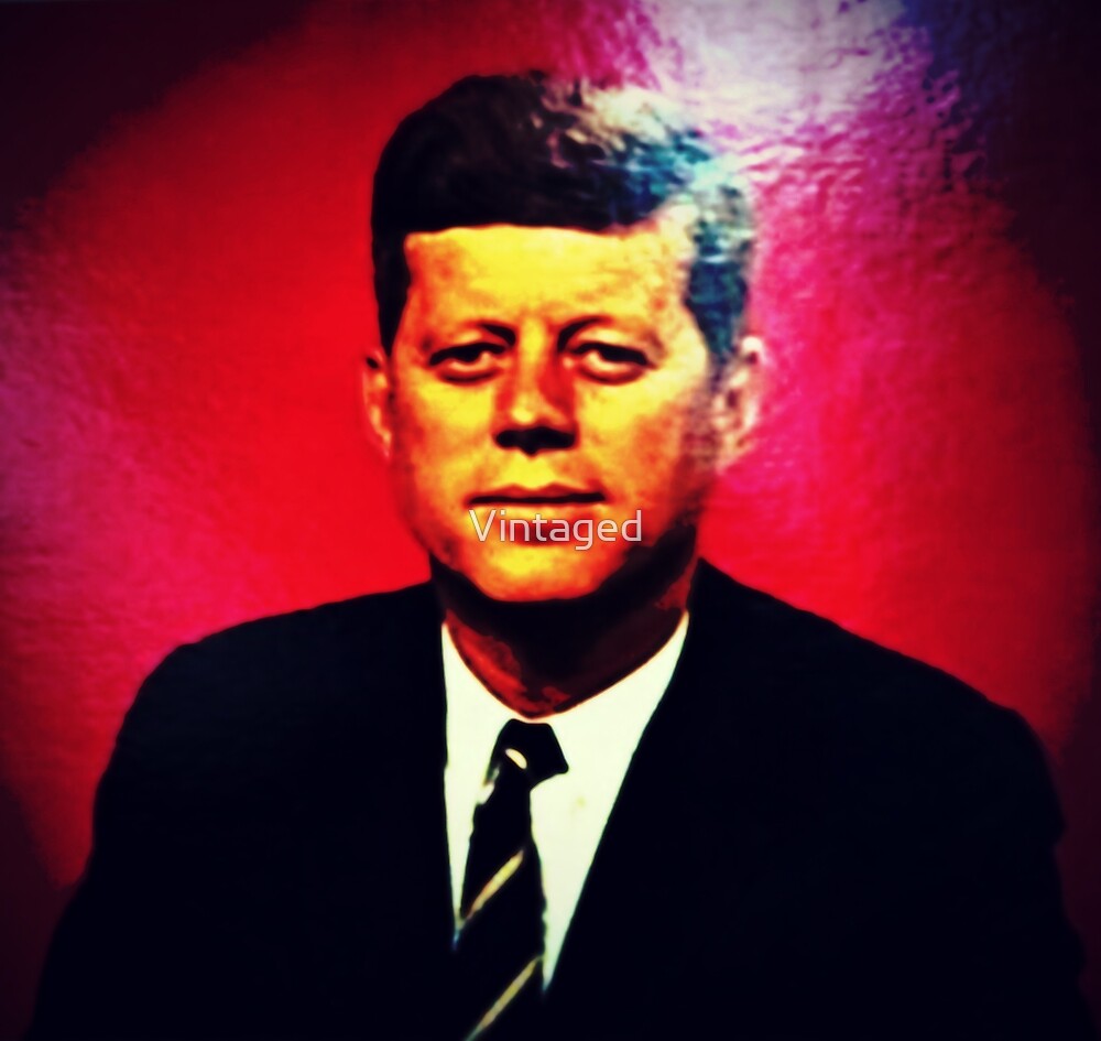 "JFK in Red and Black, Iconic, Kennedy" by Vintaged | Redbubble