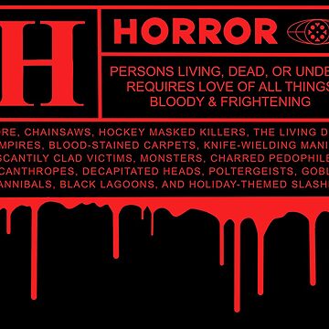 "HORROR disclaimer" Sticker for Sale by Artsy Roze | Redbubble