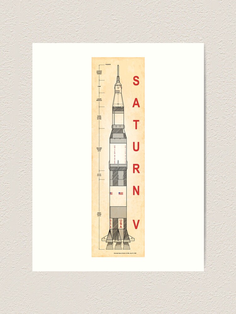 "SATURN V (Old Paper-Vertical)" Art Print by BGALAXY | Redbubble