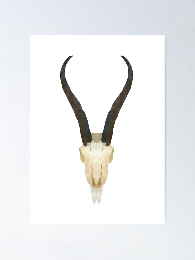 "Geometric Springbok Skull - Low Poly" Poster for Sale by ...