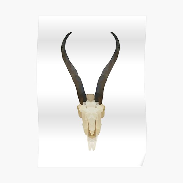 "Geometric Springbok Skull - Low Poly" Poster for Sale by ...