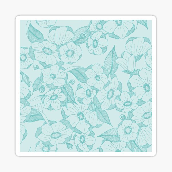 "Light Blue Flowers - Floral Print" Sticker by AllisonDelDuca | Redbubble