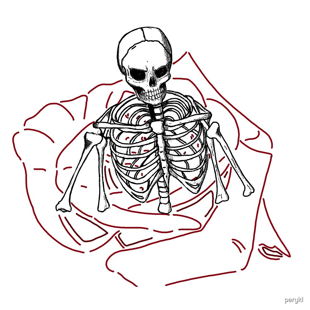 "Skeleton line 2d art in line rose" by perykl | Redbubble