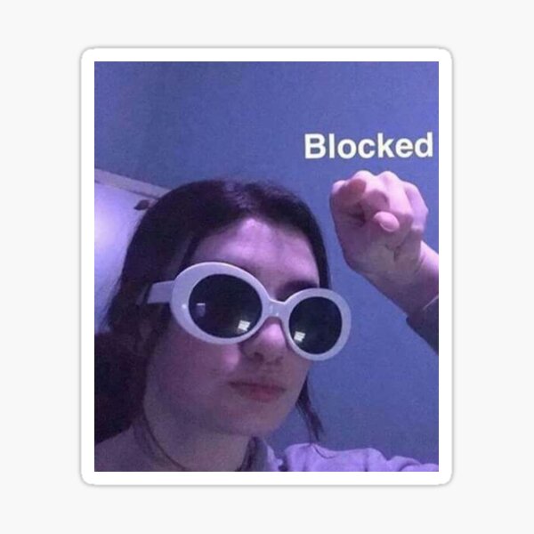 "blocked meme" Sticker for Sale by sammypujaa | Redbubble