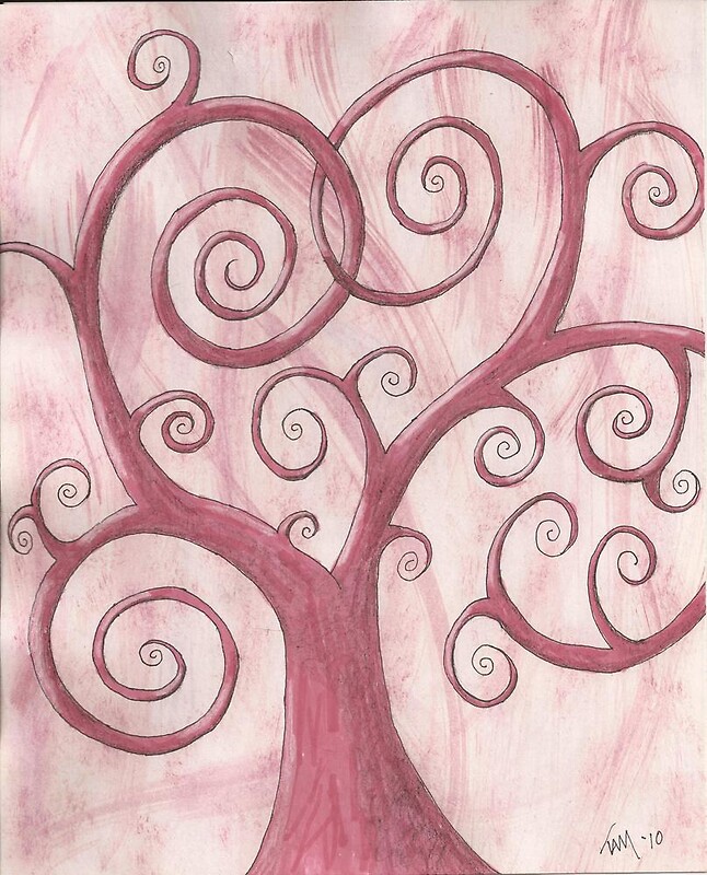 "Pink Tree Drawing Watercolor with Prisma Marker" by Michelle Clifton ...