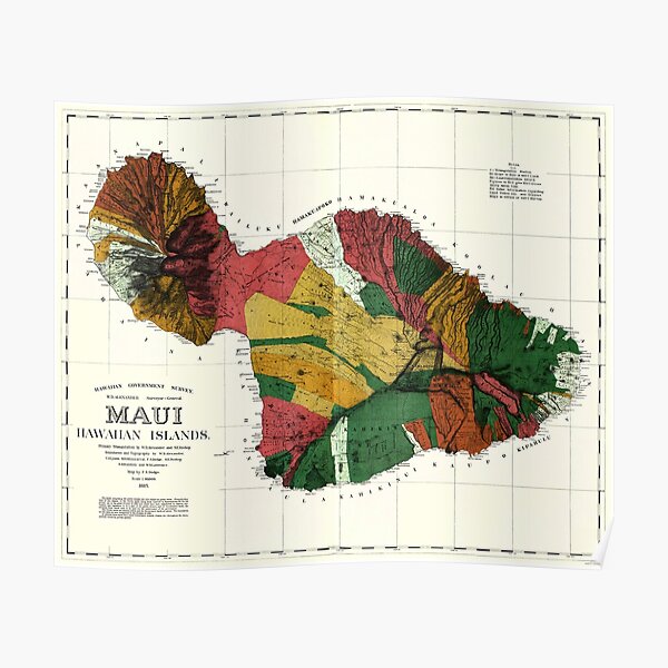 "1885 - Map of Maui Hawaii " Poster for Sale by BritishYank | Redbubble