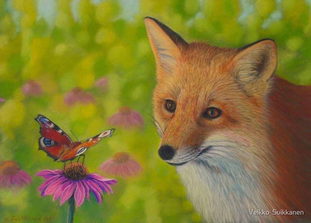 "Fox and butterfly" by Veikko Suikkanen | Redbubble