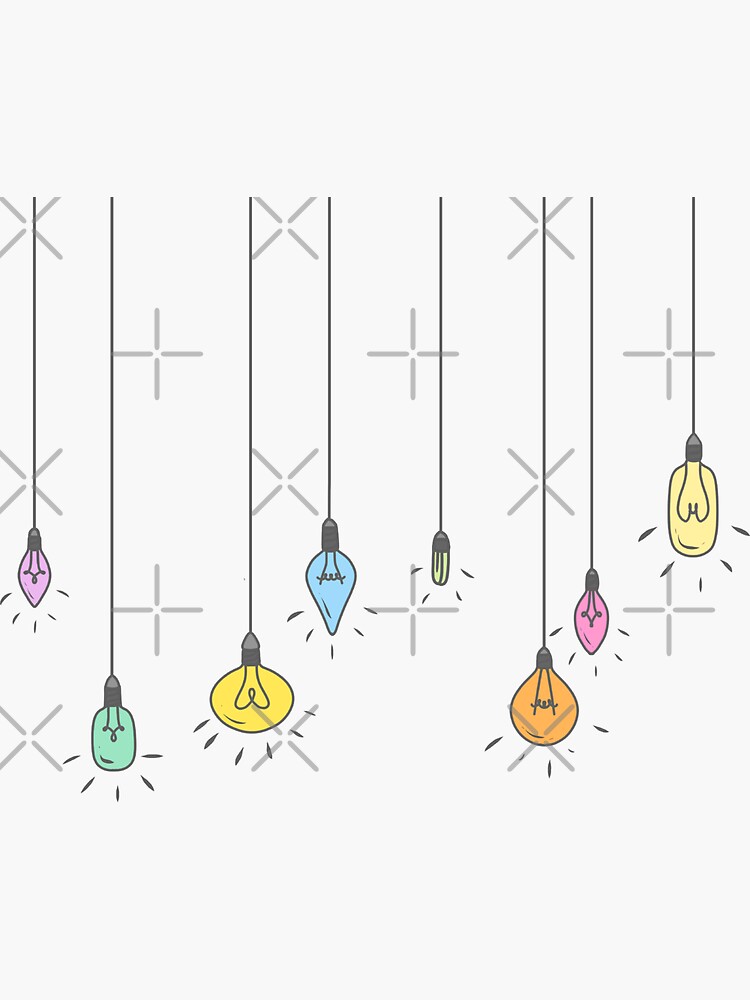 "colorful hanging light bulbs" Sticker for Sale by MimieTrouvetou ...