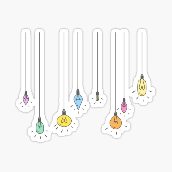 "colorful hanging light bulbs" Sticker for Sale by MimieTrouvetou ...