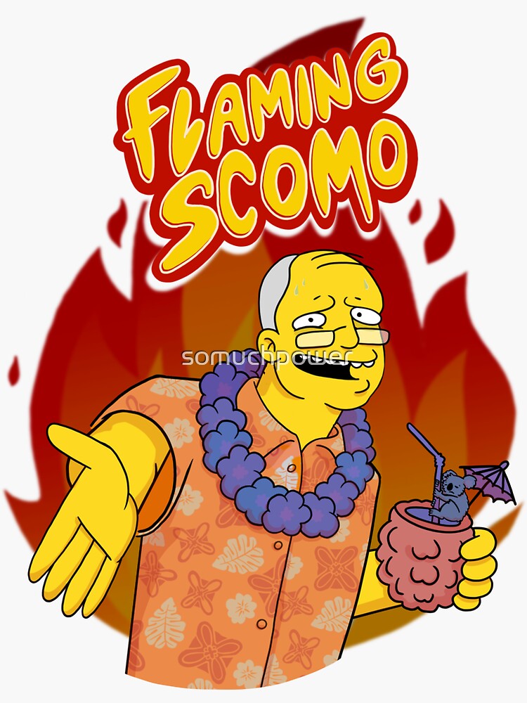 "Flaming Scomo " Sticker for Sale by somuchpower | Redbubble