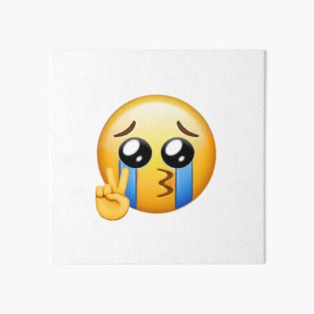 "crying peace sign emoji" Art Board Print for Sale by cam-michaud ...