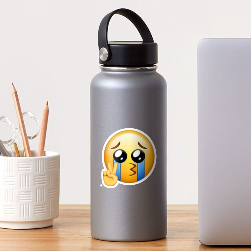 "crying peace sign emoji" Sticker for Sale by cam-michaud | Redbubble