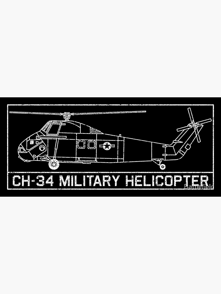 "CH-34 H-34 Military Helicopter Vintage Distressed Effect Blueprint ...
