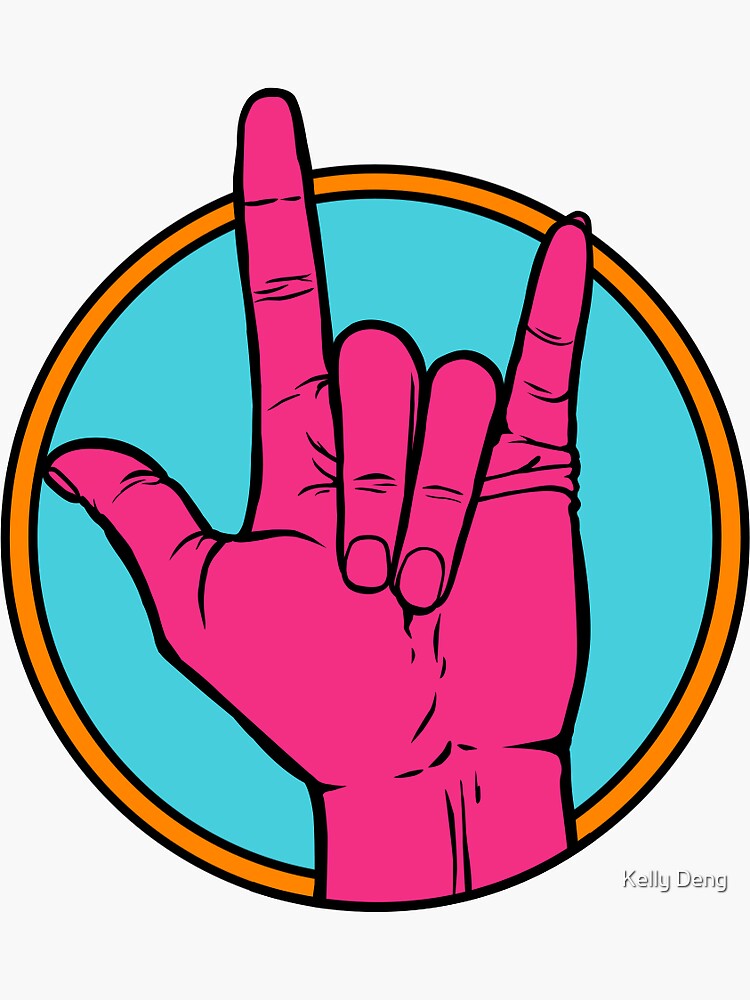 "Rock On Hand Sign" Sticker by kellydeng | Redbubble