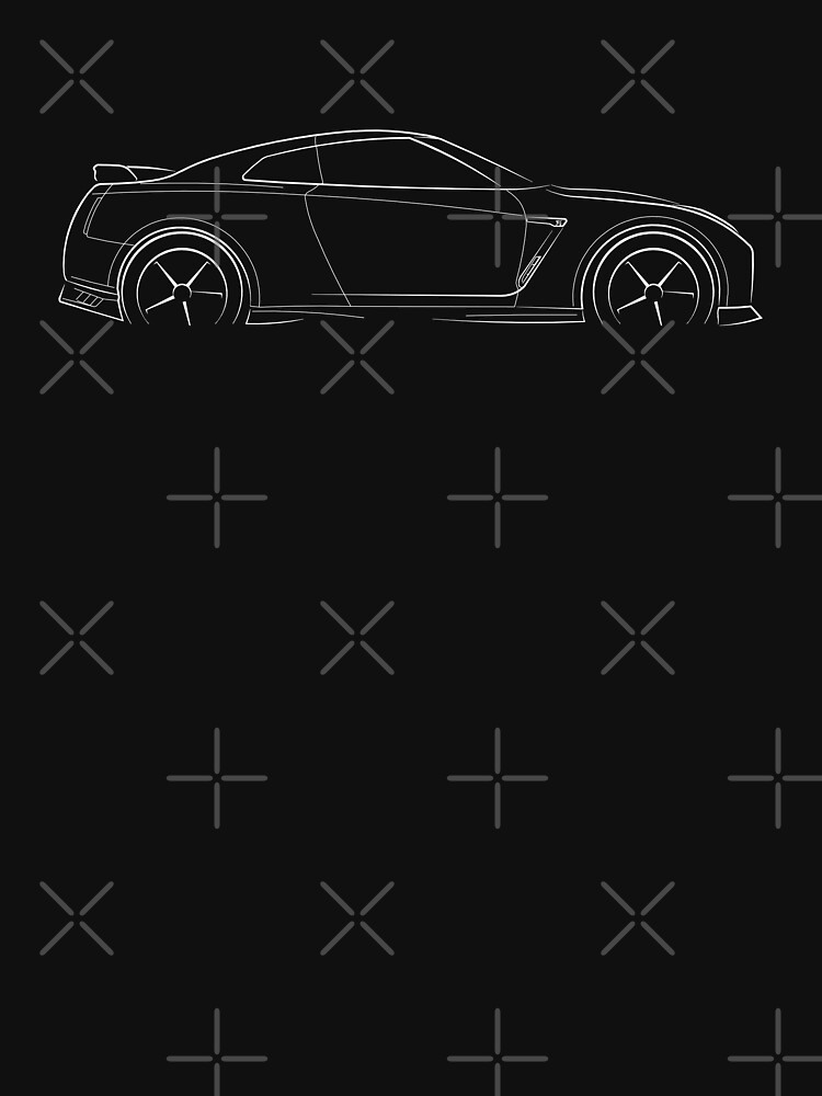 "Nissan GT-R - profile stencil, white" T-shirt for Sale by mal ...