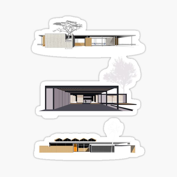 "MCM Architecture Houses Trio #2" Sticker for Sale by mcmdaily | Redbubble