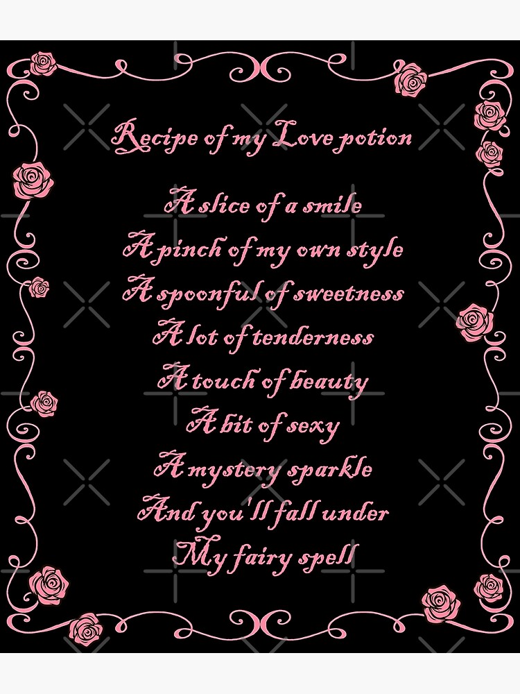 "POEM RECIPE OF MY LOVE POTION fairy version English" Poster for Sale ...