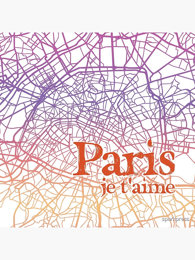 "Paris, je t'aime, I Love You, France Souvenir, City Map" Greeting Card ...