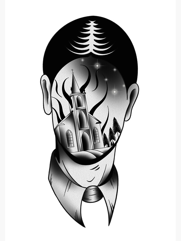 "burning face" Poster for Sale by shaneTtattoo | Redbubble