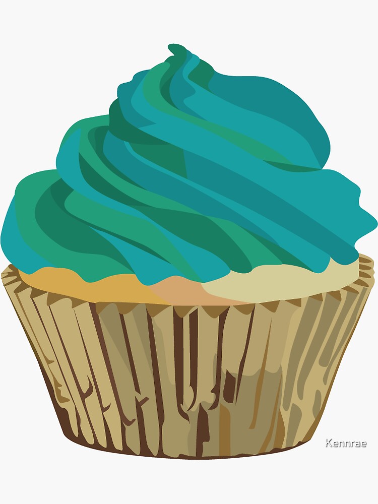 "Blue Green Cupcake" Sticker for Sale by Kennrae | Redbubble
