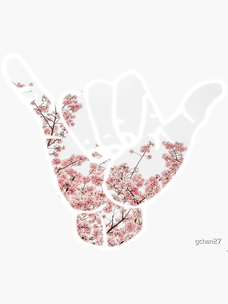"Aesthetic Shaka Hand - Cherry Blossom" Sticker for Sale by gchan27 ...