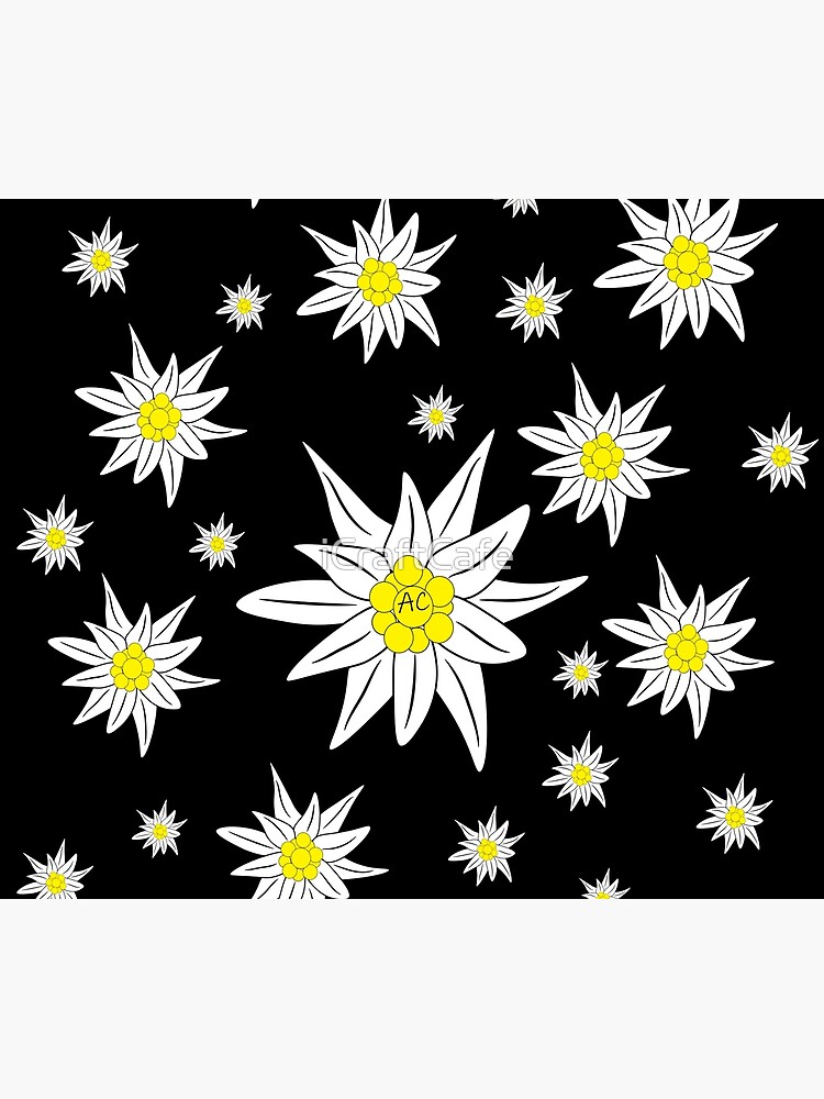 "Edelweiss Pattern on Black" Throw Blanket by iCraftCafe | Redbubble