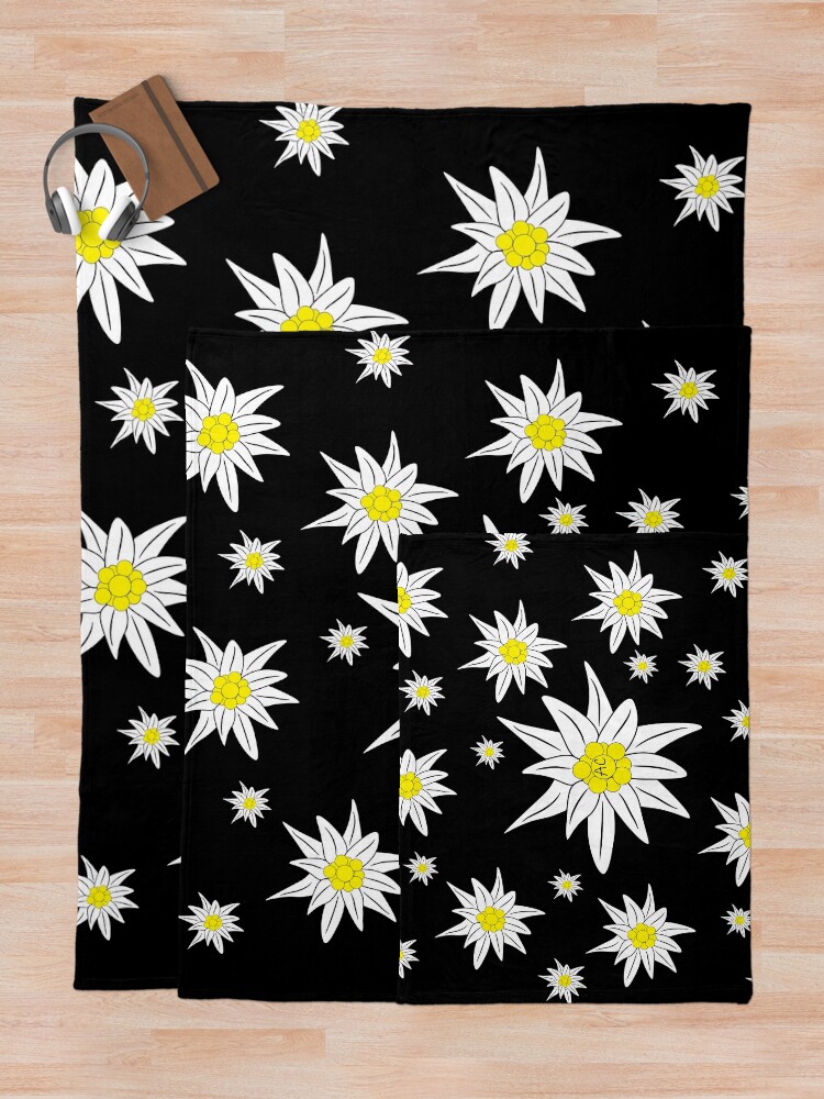 "Edelweiss Pattern on Black" Throw Blanket by iCraftCafe | Redbubble