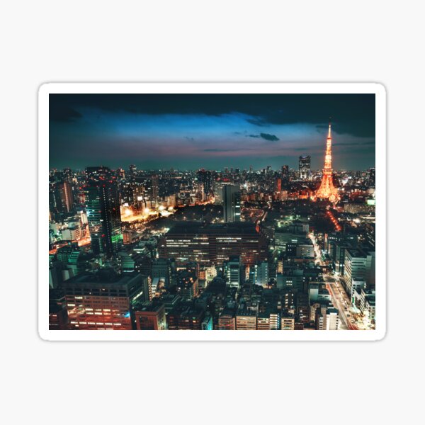 "Tokyo skyline at night" Sticker for Sale by franckreporter | Redbubble